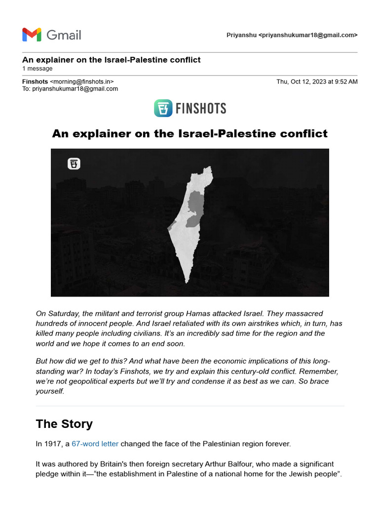 An Explainer On The Israel-Palestine Conflict | PDF | Gaza Strip | Israel