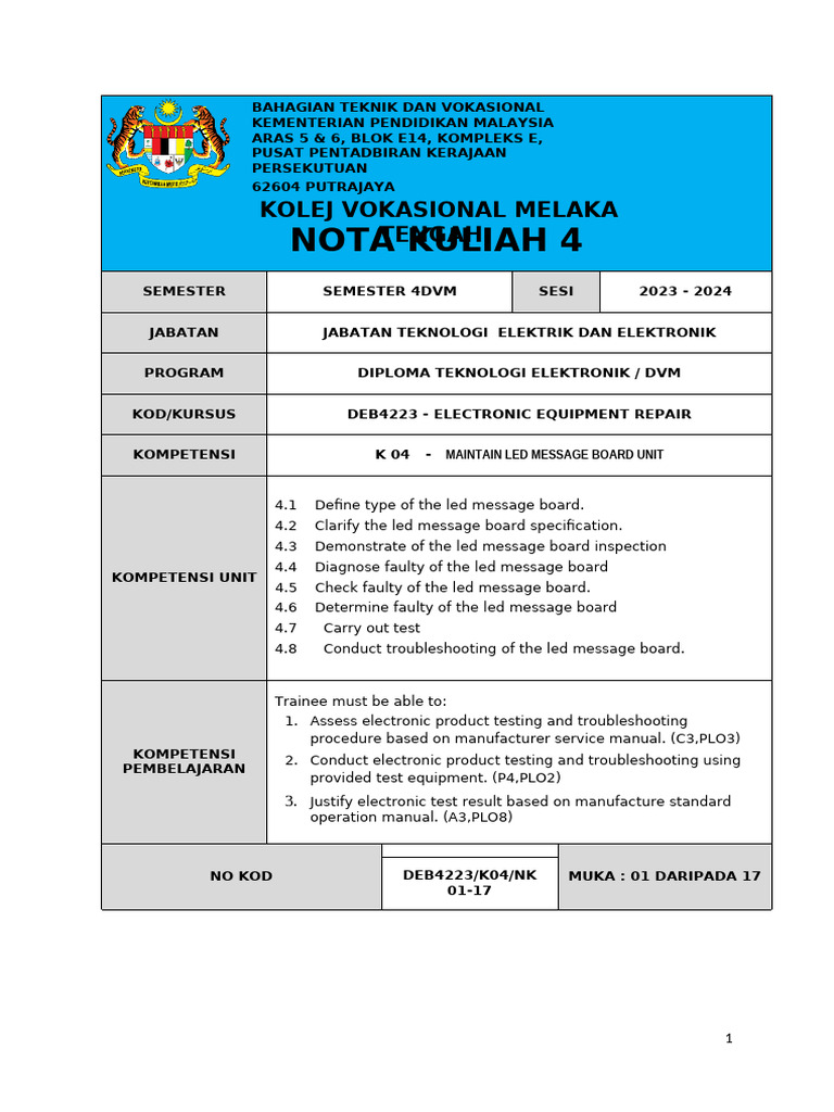 Nota Kuliah 4 K4 Deb4223 2023 | PDF