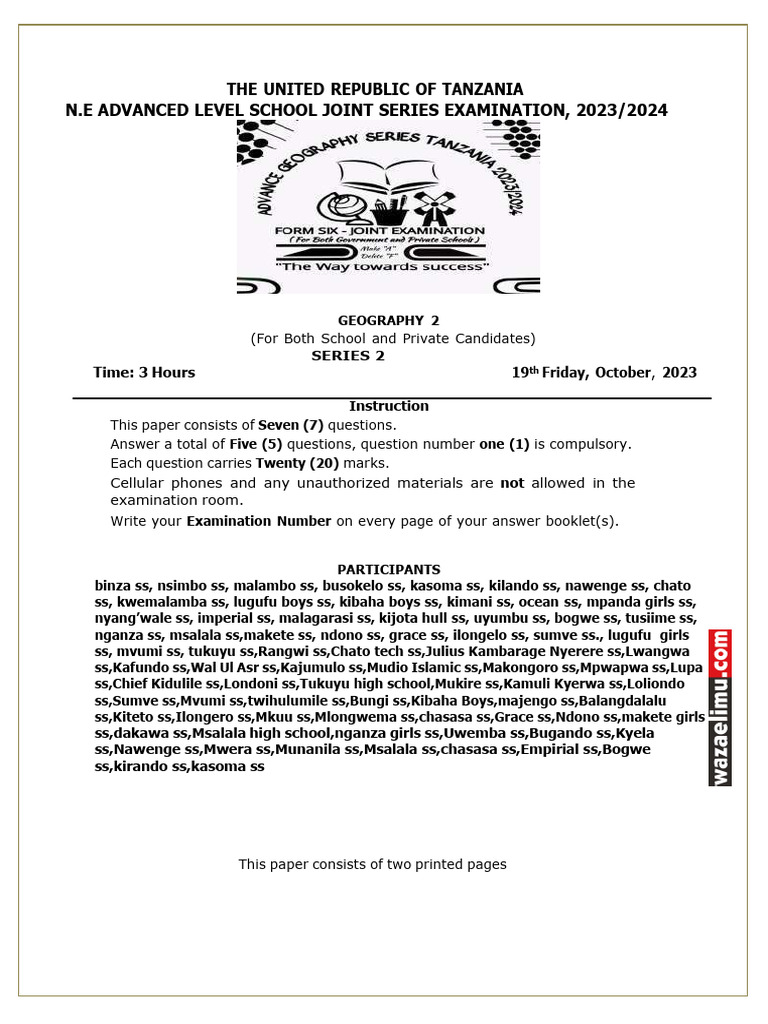 geog 2 ser 2 qns | PDF | Natural Environment