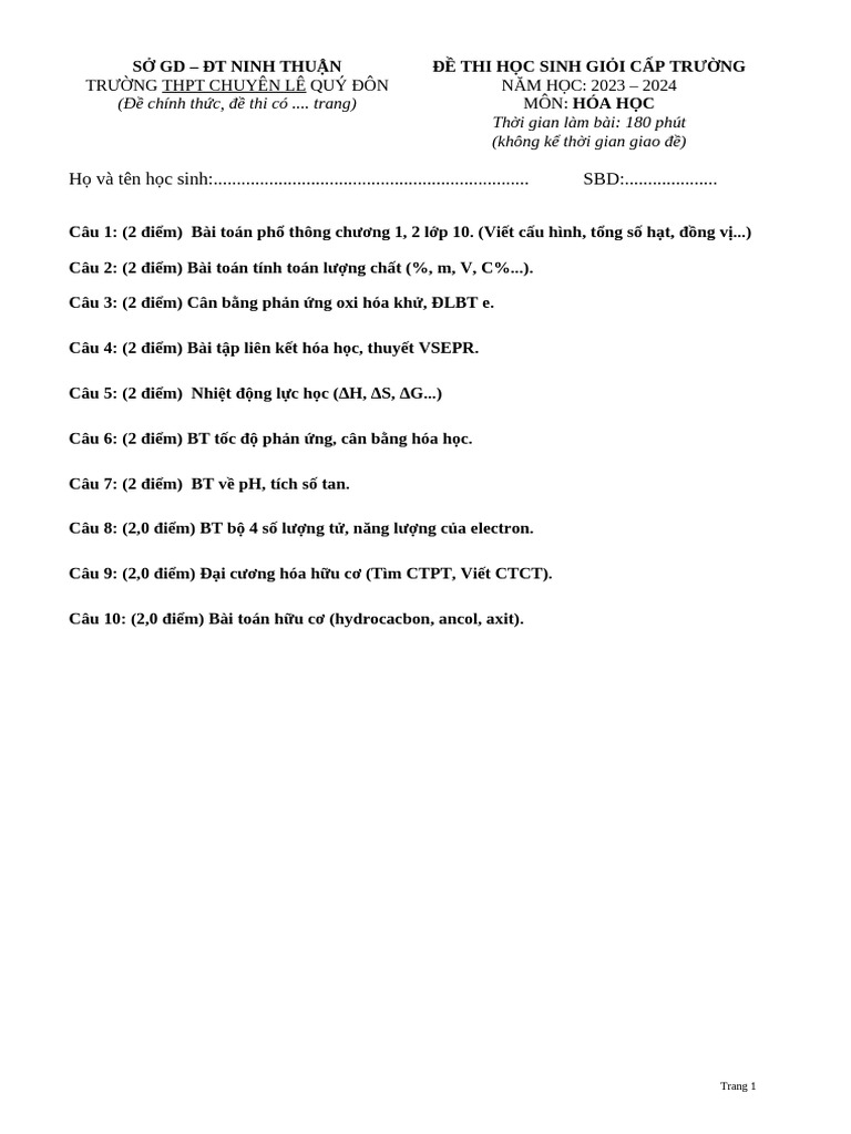 Cau Truc de Thi HSG Truong | PDF