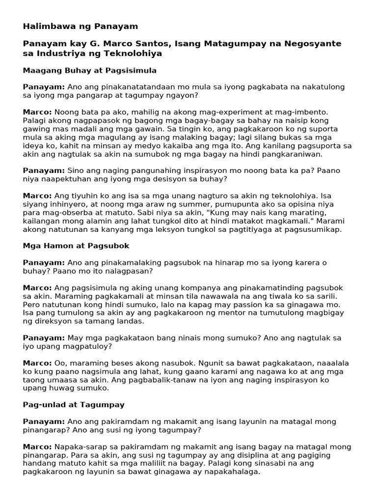 Halimbawa NG Panayam | PDF