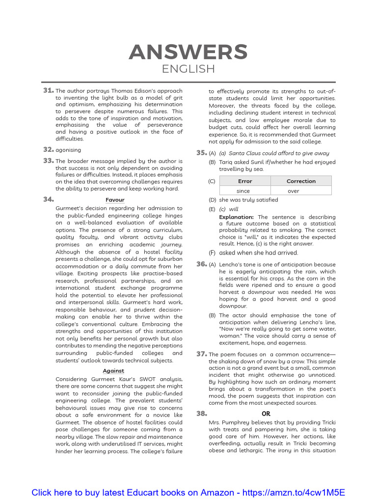24-25 CBSE 10 English Test Yourself Booklet Solutions | PDF | Social ...
