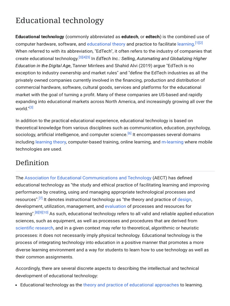 Educational Technology - Wikipedia | PDF | Educational Technology ...