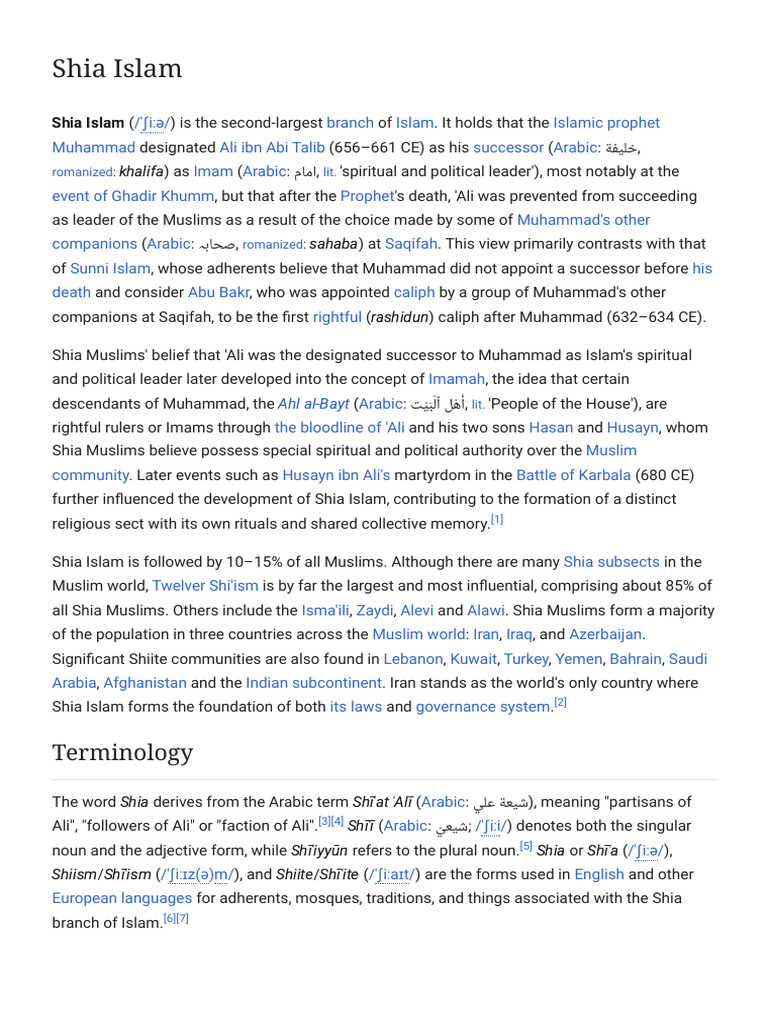 Shia Islam - Wikipedia | PDF | Shia Islam | Ali