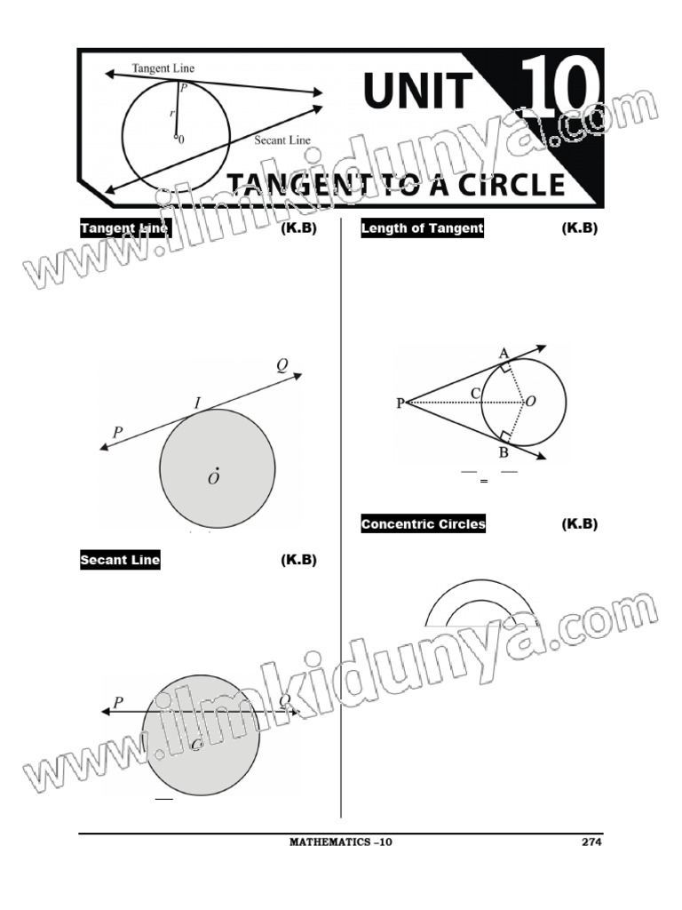 10th Class Maths Notes 2024 CH 10 | PDF | Circle | Perpendicular