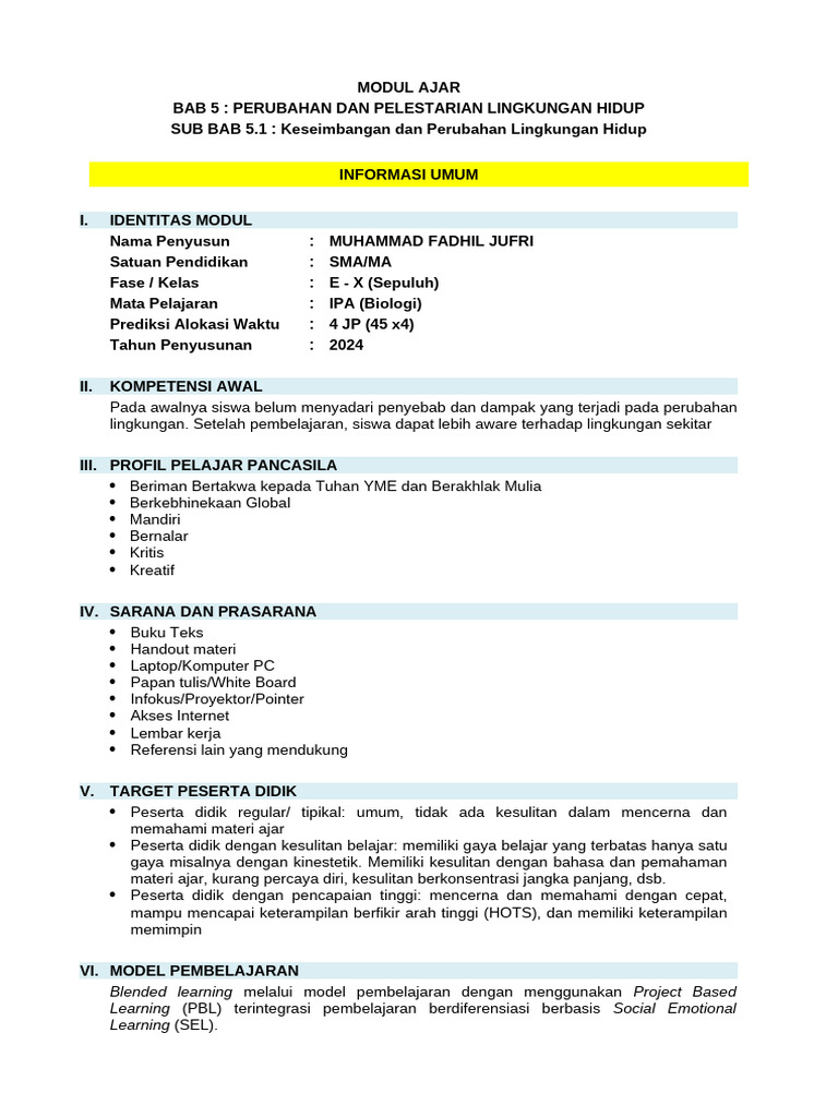 MTC - Modul Ajar Fadhil | PDF | Karier & Perkembangan | Seni