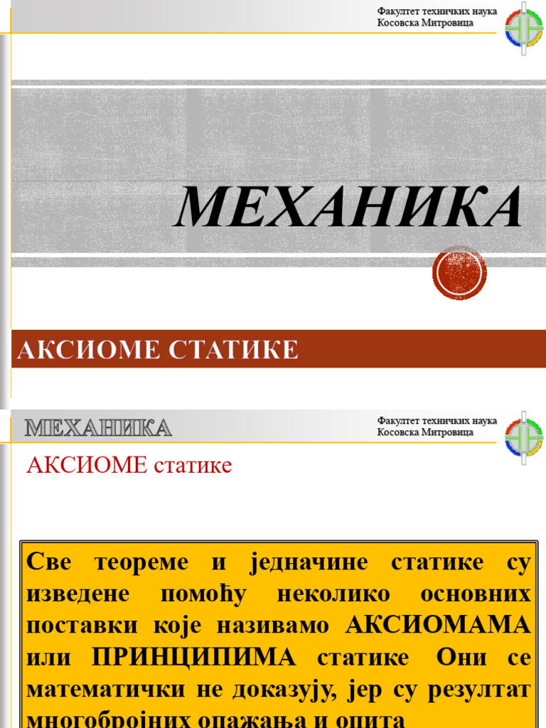 2 - MEHANIKA - Aksiome Statike | PDF