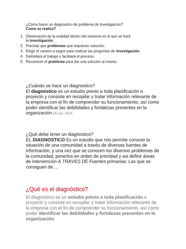 Cómo Hacer Un Diagnostico de Problema de Investigacion | PDF | Business