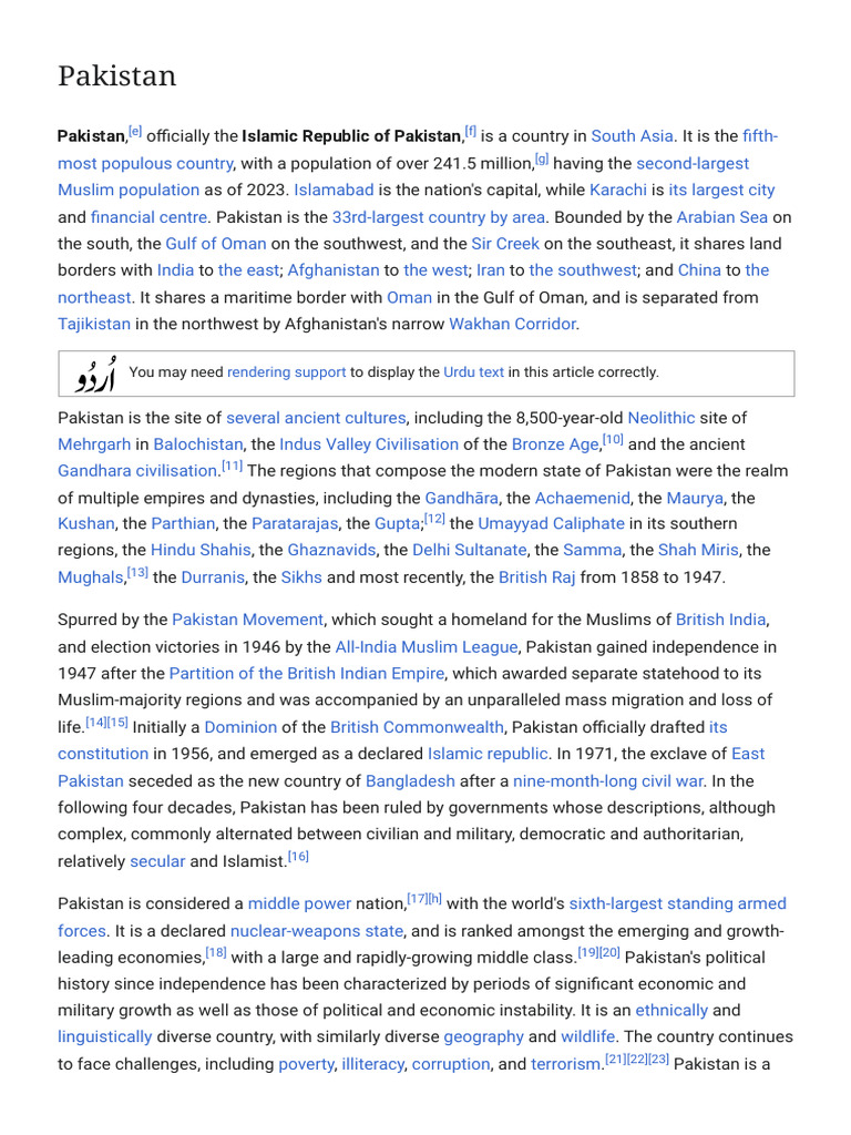 Overview of Pakistan's History and Geography | PDF | Pakistan ...