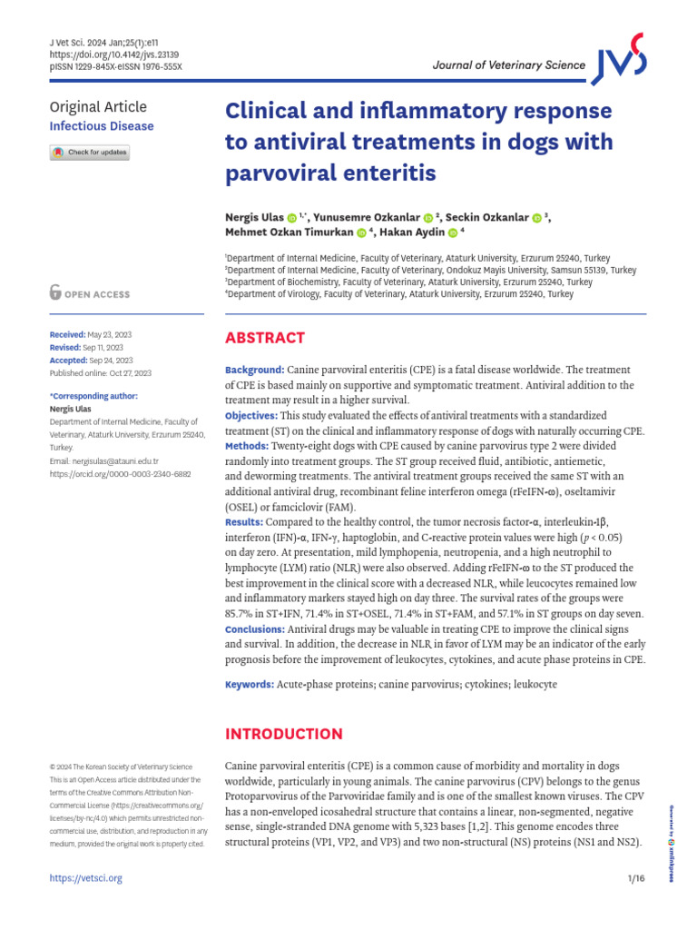 Antiviral Treatments for Canine Parvovirus | PDF | Polymerase Chain ...