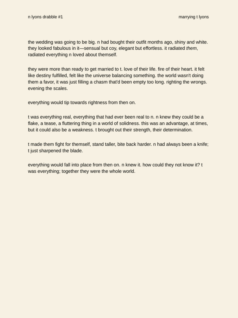 Wedding Drabble: N & T's Love Story | PDF