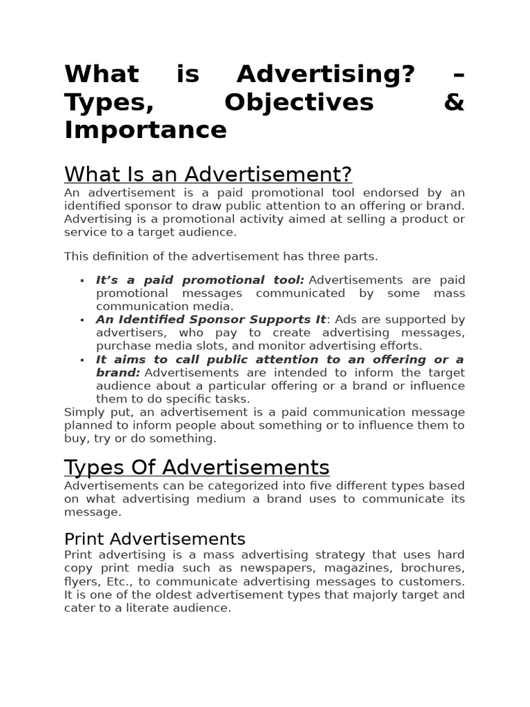 Advertising-Imp,types & objectives | PDF | Advertising | Brand