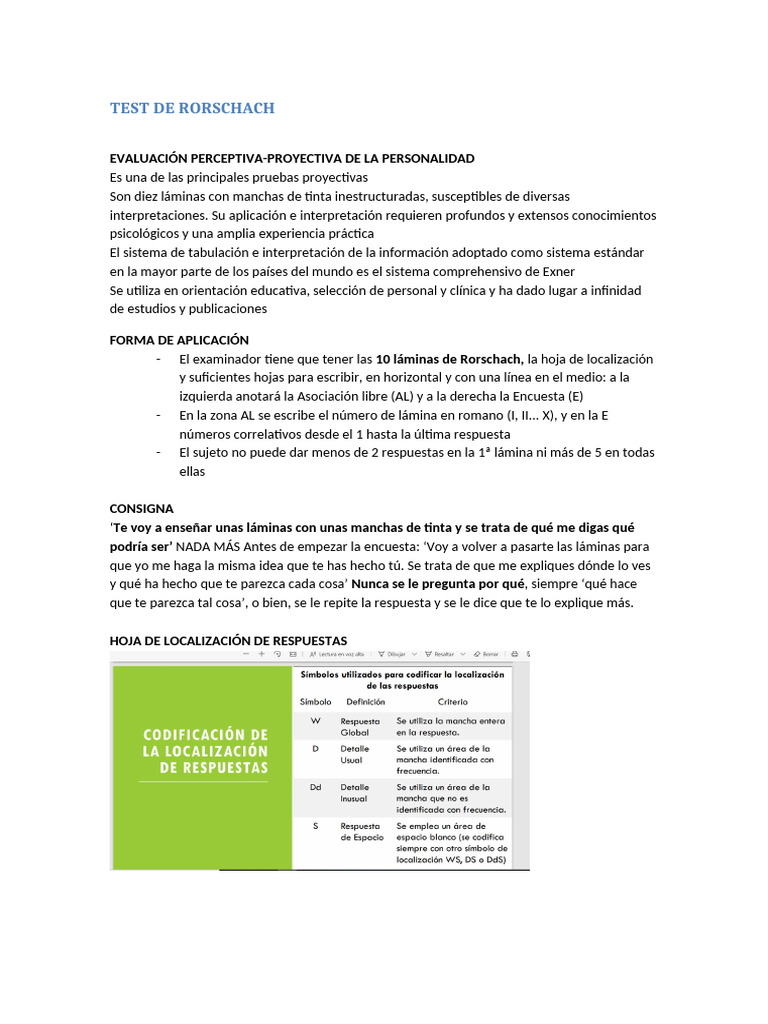 Test de Rorschach | PDF | Artes del Lenguaje y Comunicación