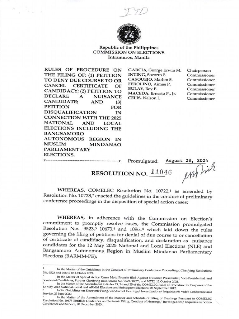 comelec resolution | PDF | Affidavit | Commission On Elections ...
