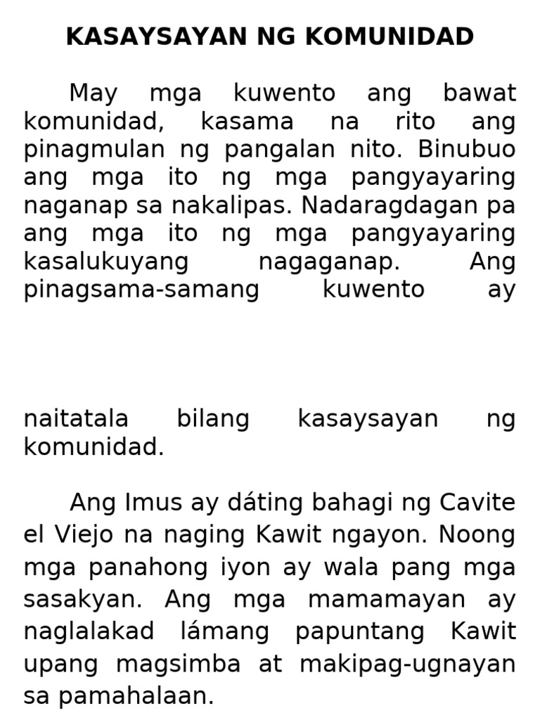 Kasaysayan NG Komunidad - Ap-W1 | PDF