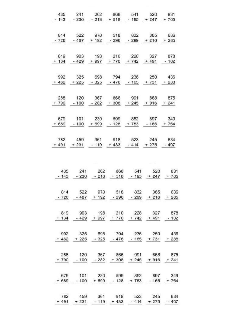 Addition & Subtraction | PDF