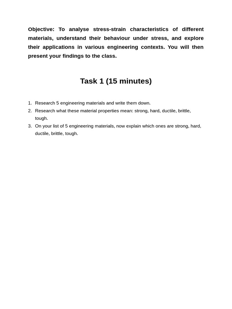 Engineering Materials: Stress-Strain Analysis | PDF | Ductility ...