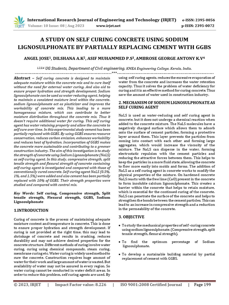 A Study On Self Curing Concrete Using So | PDF | Concrete ...