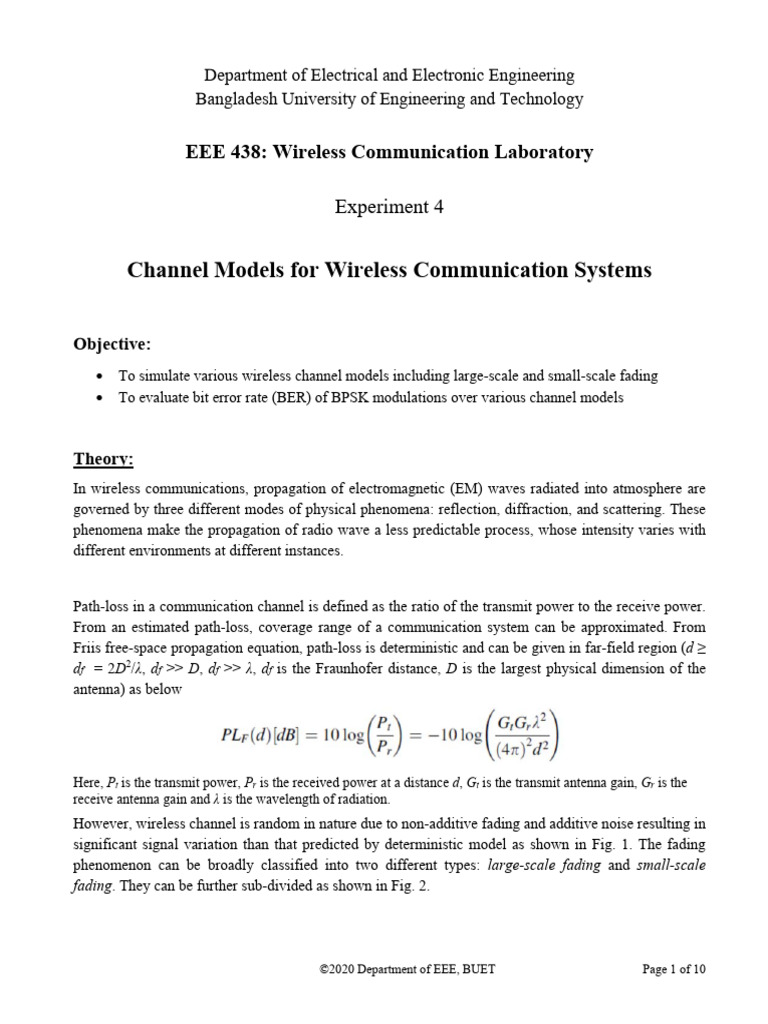EEE 438 Exp 4 Channel Simulations | PDF | Waves | Antenna (Radio)