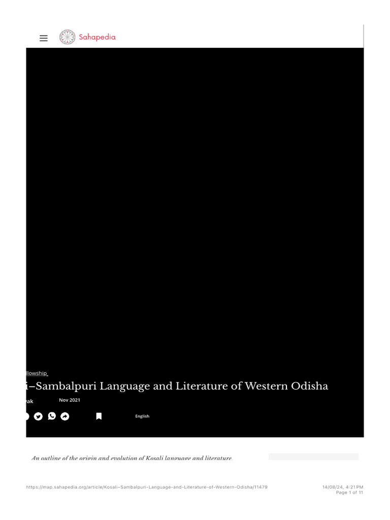Kosali-Sambalpuri Language and Literature of Western Odisha | PDF ...