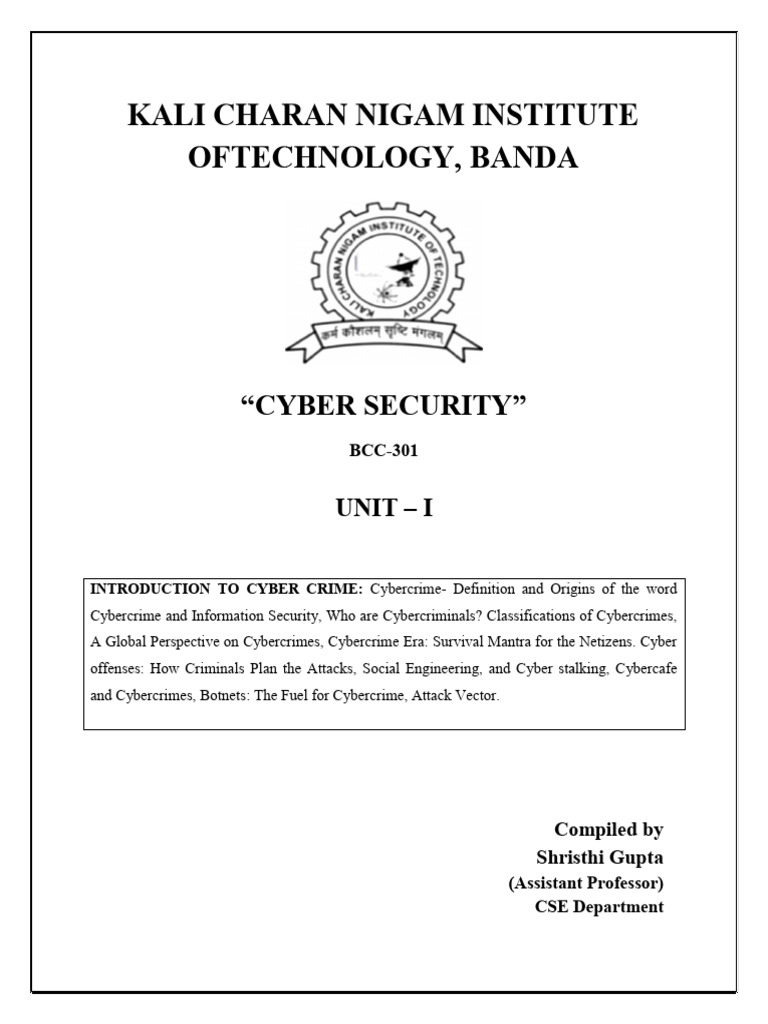 unit 1 (1) | PDF | Cybercrime | Security
