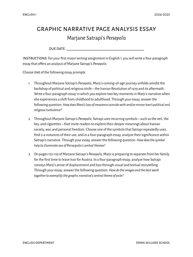 Copy of Graphic Narrative Page Analysis Essay (Eng I 24-25) | PDF