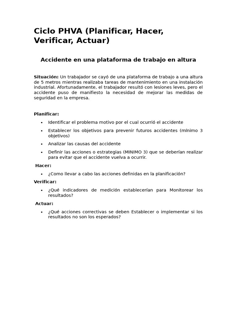 Caso Practico Ciclo PHVA | PDF