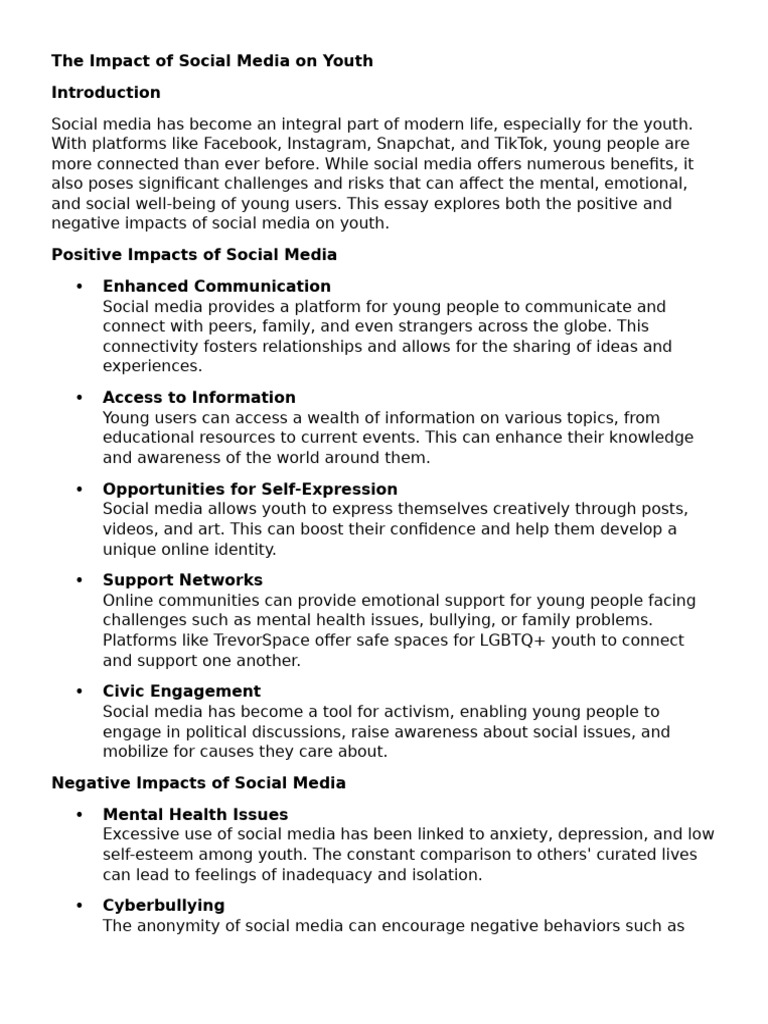 The Impact of Social Media on Youth | PDF | Social Media | Popular ...