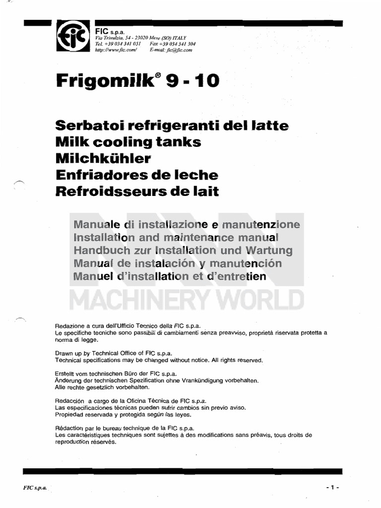 FIC 9 10 Milk Cooling Tanks | PDF