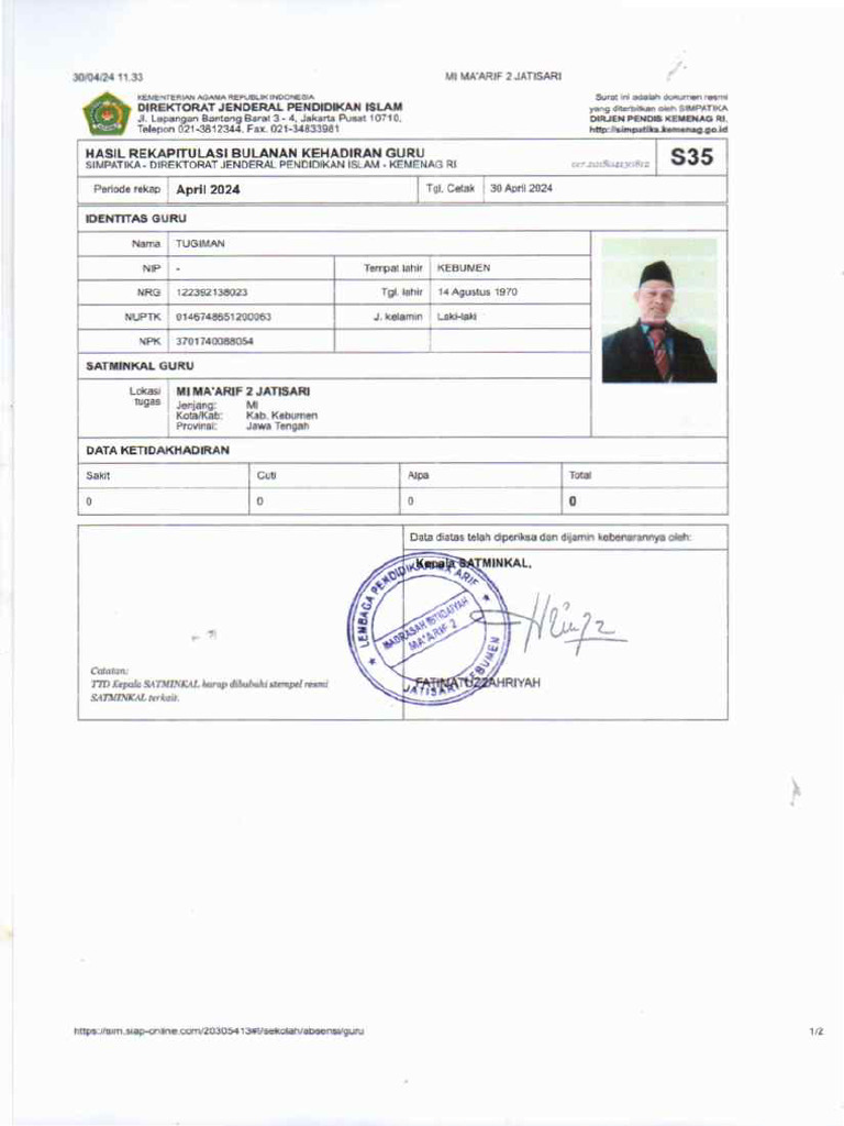 absen april tug (2) (1) | PDF