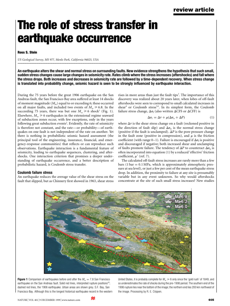 The Role of Stress Transfer in Earthquake Occurrence | PDF ...