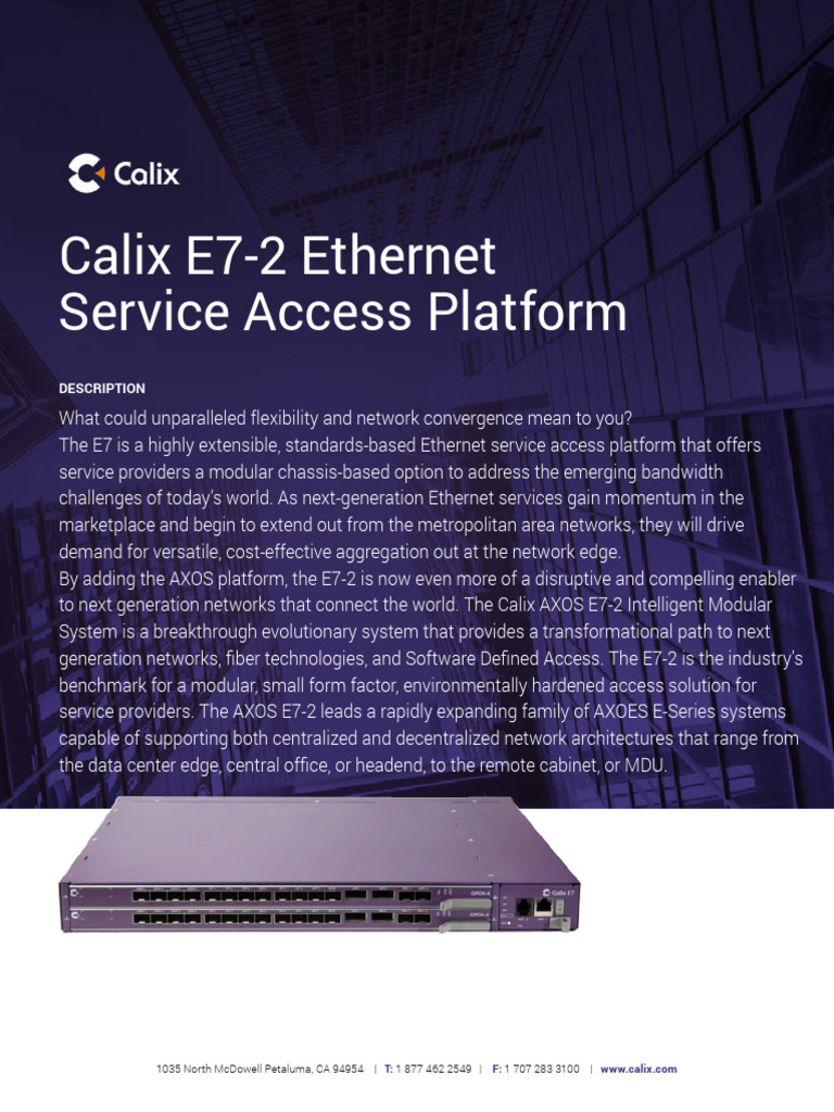 Calix E7-2 Ethernet | PDF | Computer Network | Telecommunications Equipment