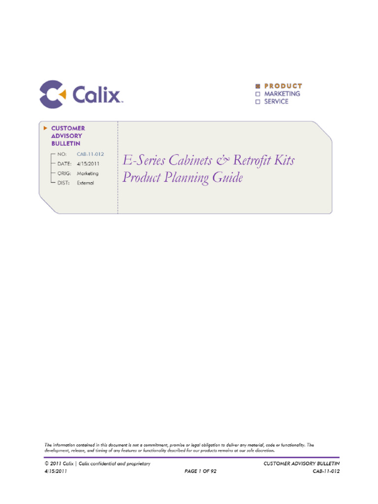 Calix E-Series Cabinets | PDF