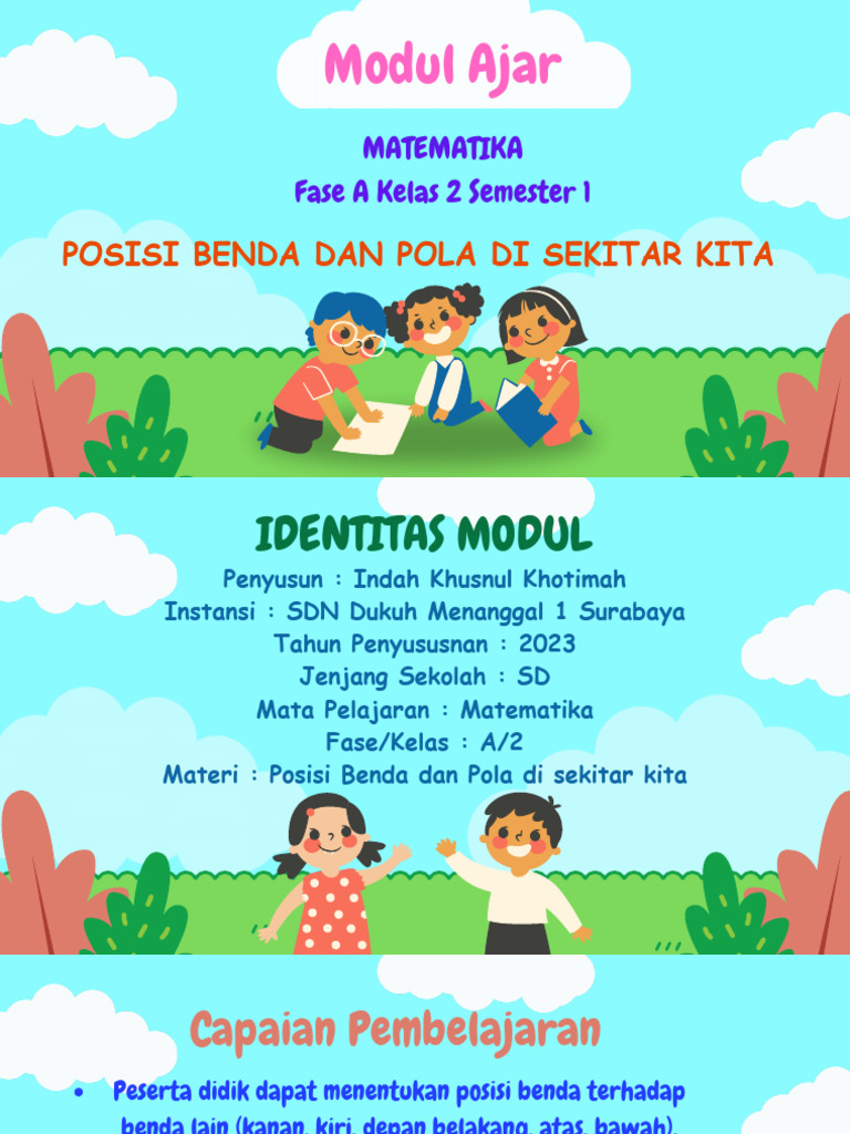 Modul Ajar - Matematika - Kelas 2 - Bab 4 - Posisi Benda | PDF
