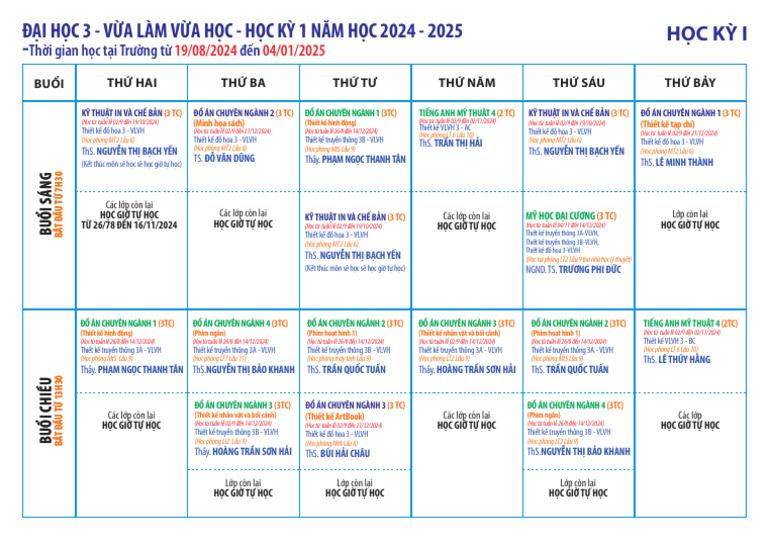 Thoi Khoa Bieu HK1 TKĐH 3-VLVH Nam Hoc 2024-2025 | PDF