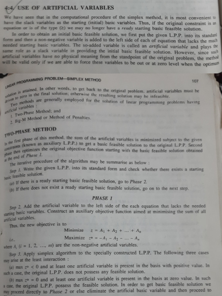 BIG M METHOD and TWO PHASE METHOD | PDF | Mathematical Optimization ...