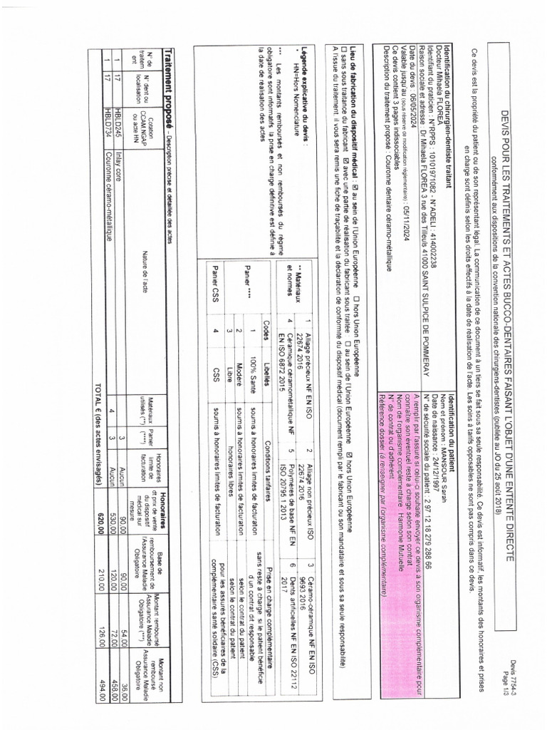 Devis Complet Mansour Sarah | PDF