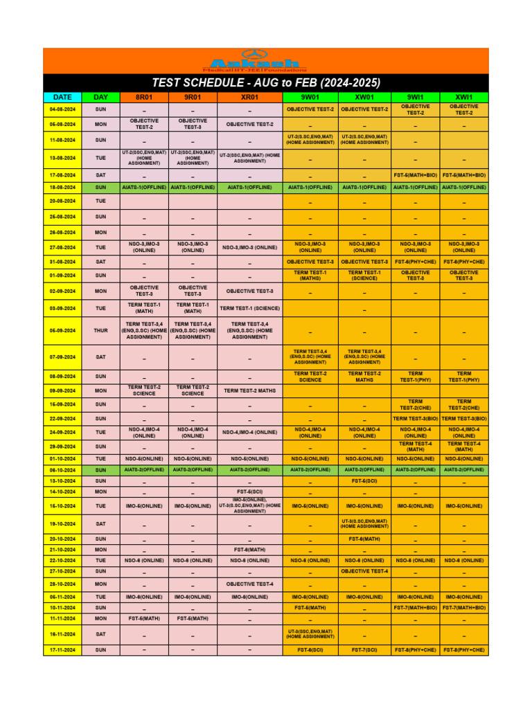 FDN - Test Schedule Upto Feb 2025. | PDF