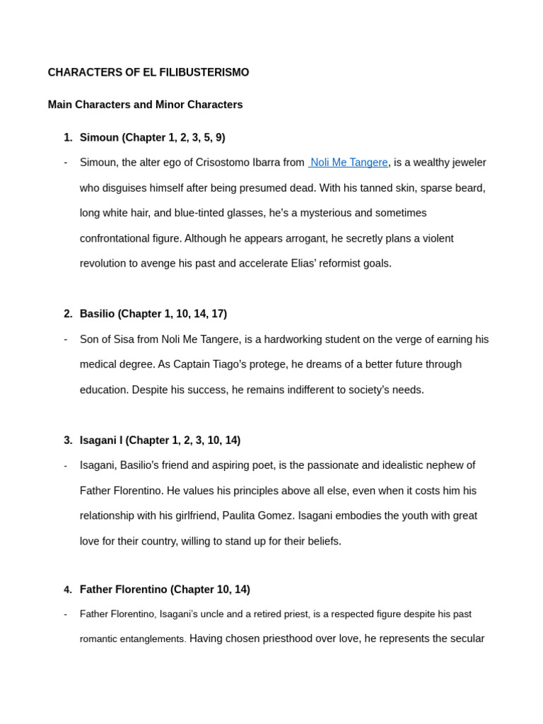 El Filibusterismo Character Analysis | PDF | Social Science | History