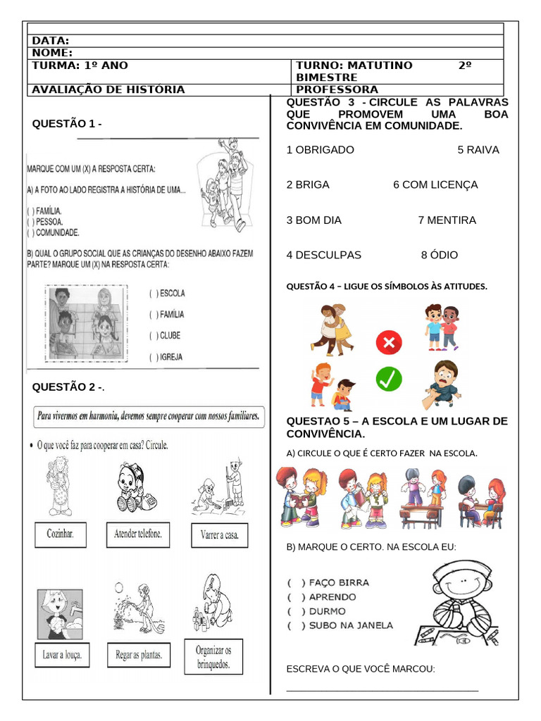 Atividades de Convivência Escolar | PDF