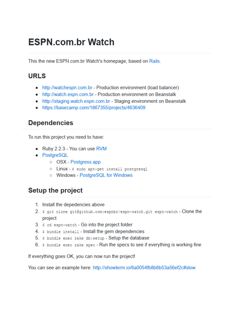 ESPN Watch: Setup & Promo System Guide | PDF | Postgre Sql | Microsoft ...
