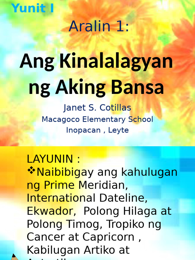 AP5 - Q1 - W1 - Aralin 1-Ang Kinalalagyan NG Aking Bansa | PDF