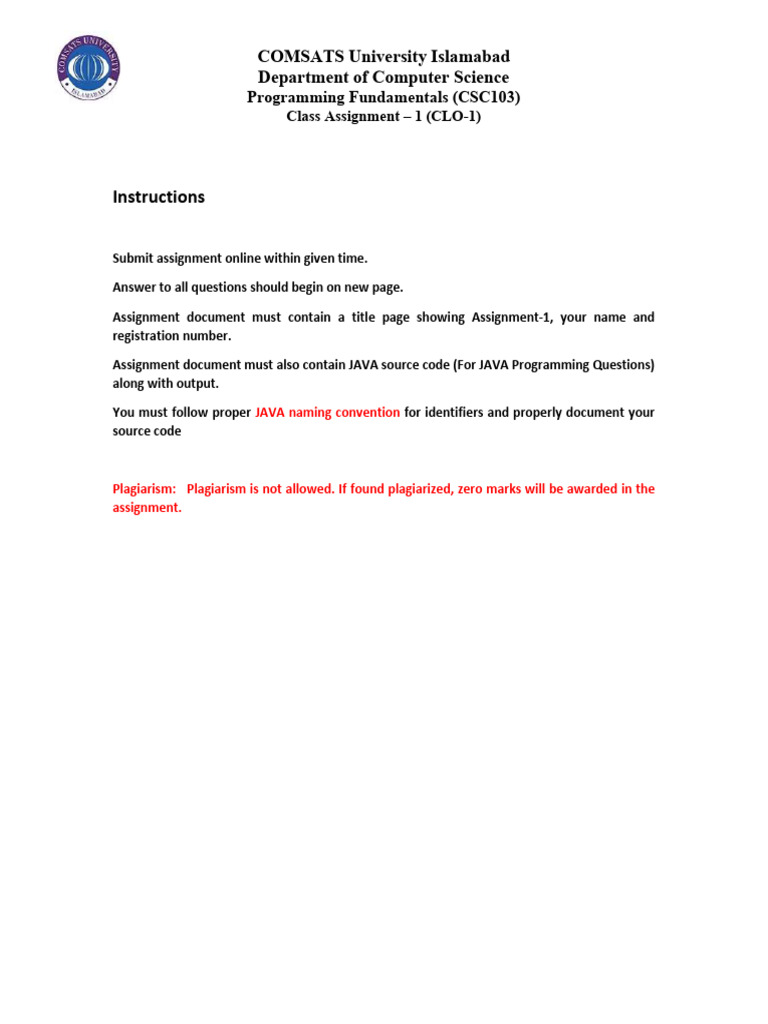 Assignment 1 | PDF | Integer (Computer Science) | Computer Programming Assignment 1 | PDF | Integer (Computer Science) | Computer Programming