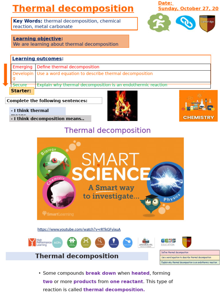 L7. Thermal Decomposition | PDF | Oxide | Chemical Reactions