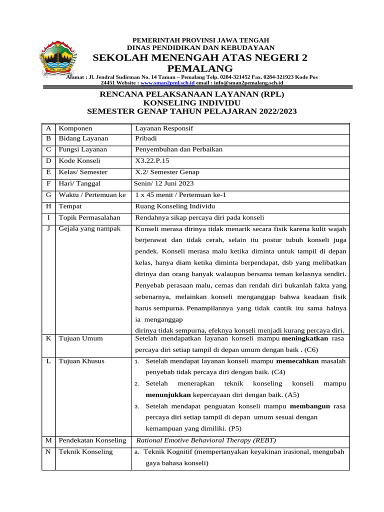 RPL Konseling Individu - UKIN - Adita Cahya Viranti | PDF | Karier ...
