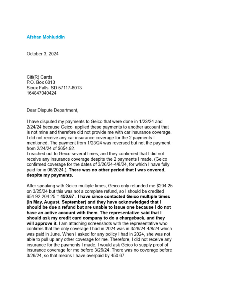 New Citi Letter | PDF