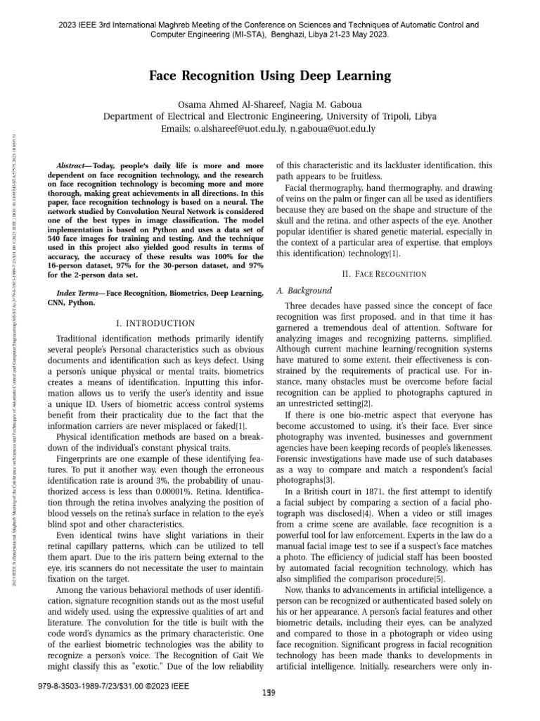 Deep Learning in Face Recognition | PDF | Artificial Neural Network ...