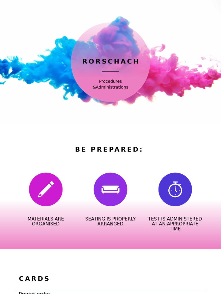 Rorschach Administration and Procedure | PDF