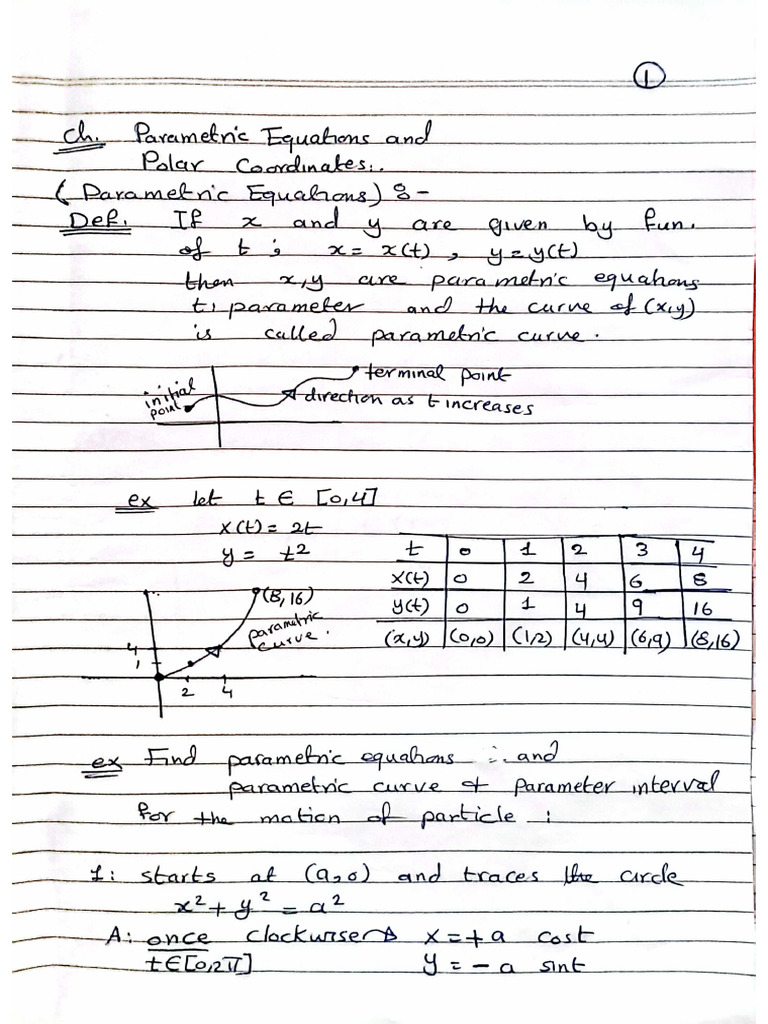 Parametric Equations Pdf