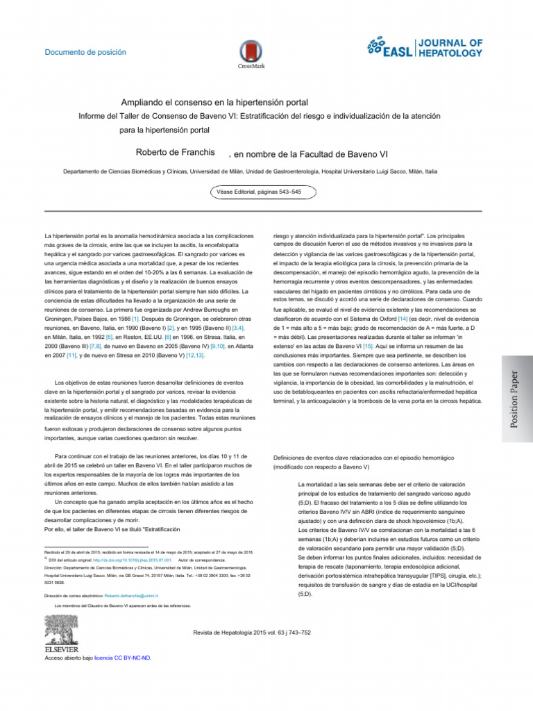 PIIS0168827815003499 BAVENO VI - PDF 2 | PDF | Cirrosis | Hipertensión